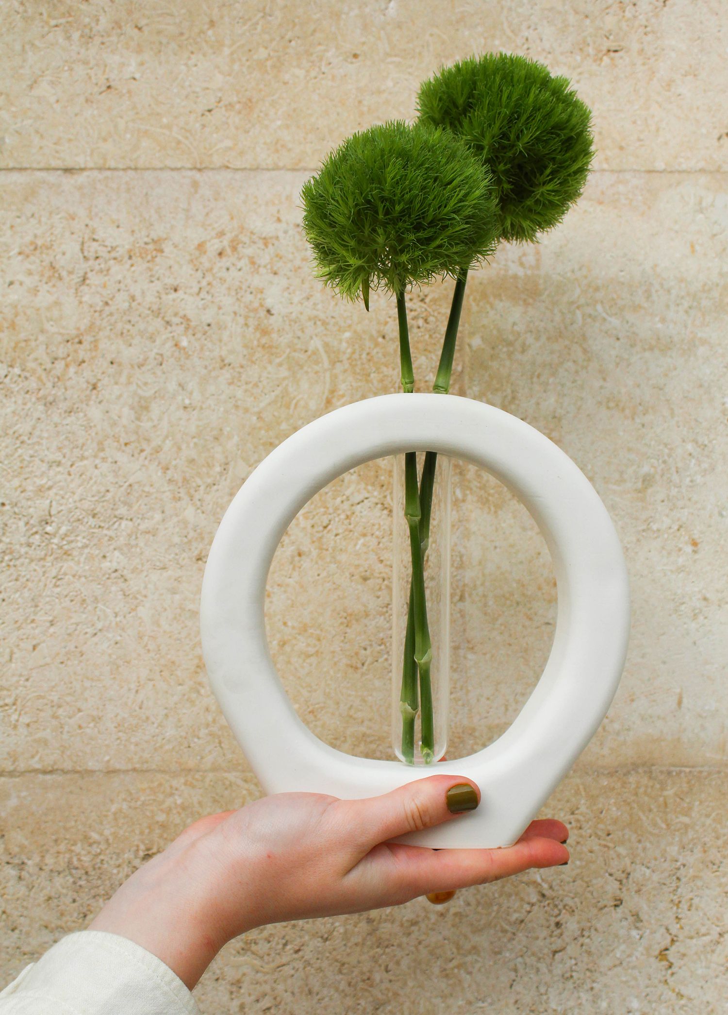 Ring Dekoratif Vazo Beyaz - mutlumikrop.com