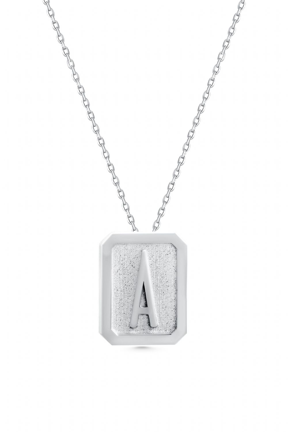 Dörtgen Harf Figürlü Gümüş Kolye - mutlumikrop.com