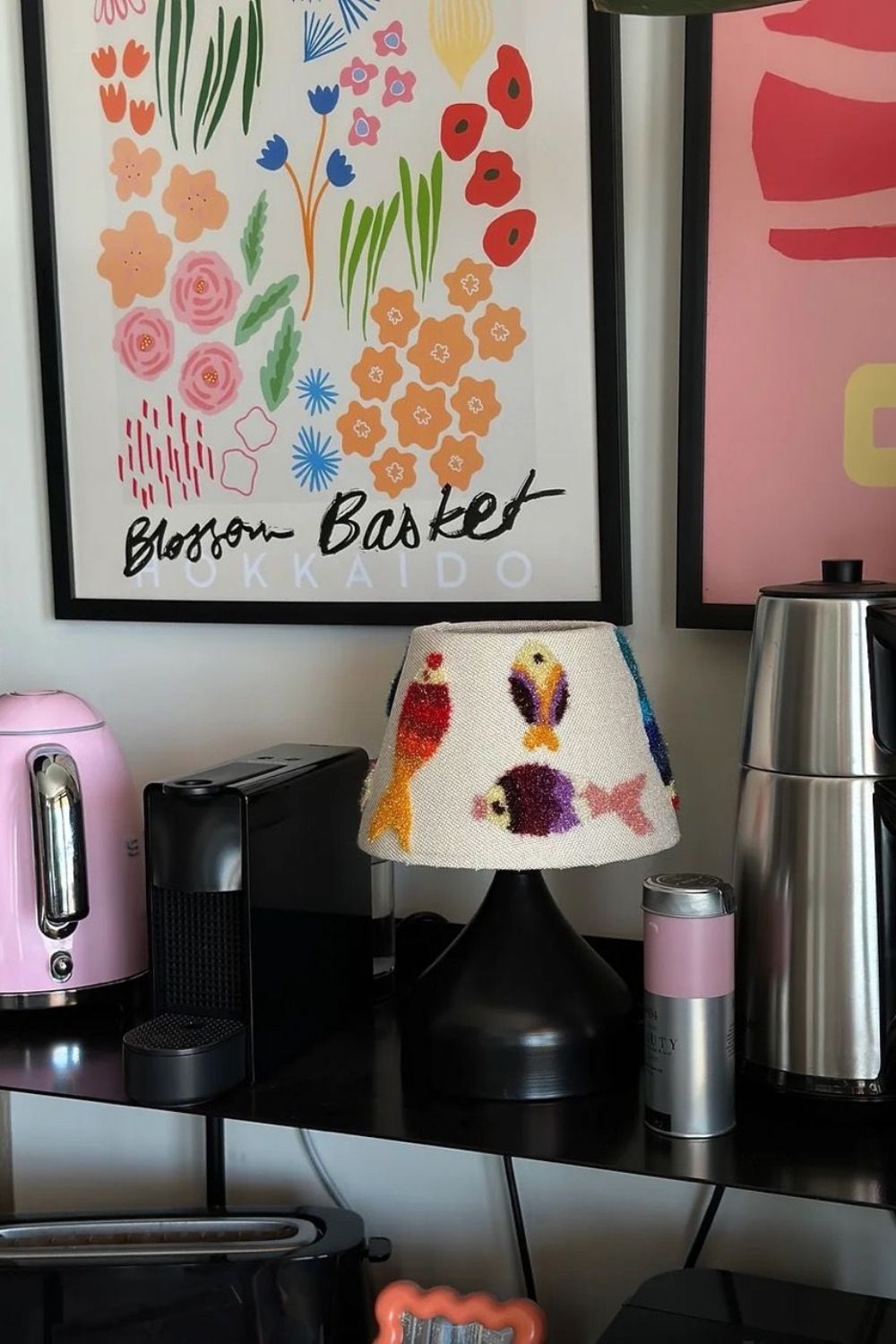 Balık İşlemeli Siyah Renk Abajur - mutlumikrop.com